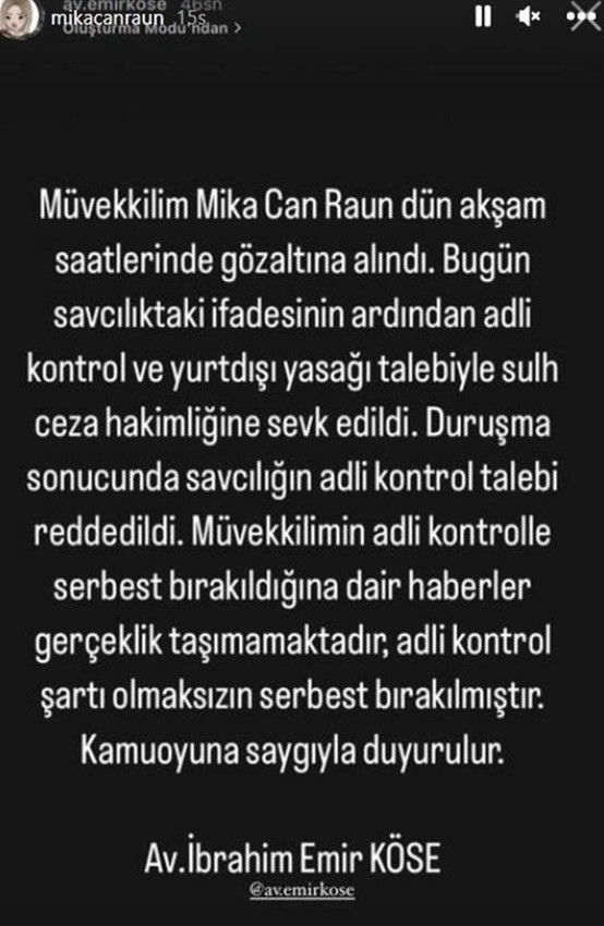 Gözaltına alınıp serbest bırakılan Mika Can Raun'dan mini elbiseli ...