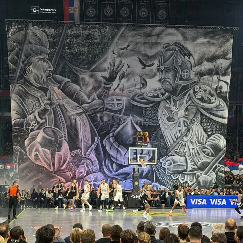 Fenerbahçe, Partizan'ı ezip geçti; maça açılan skandal pankart ...