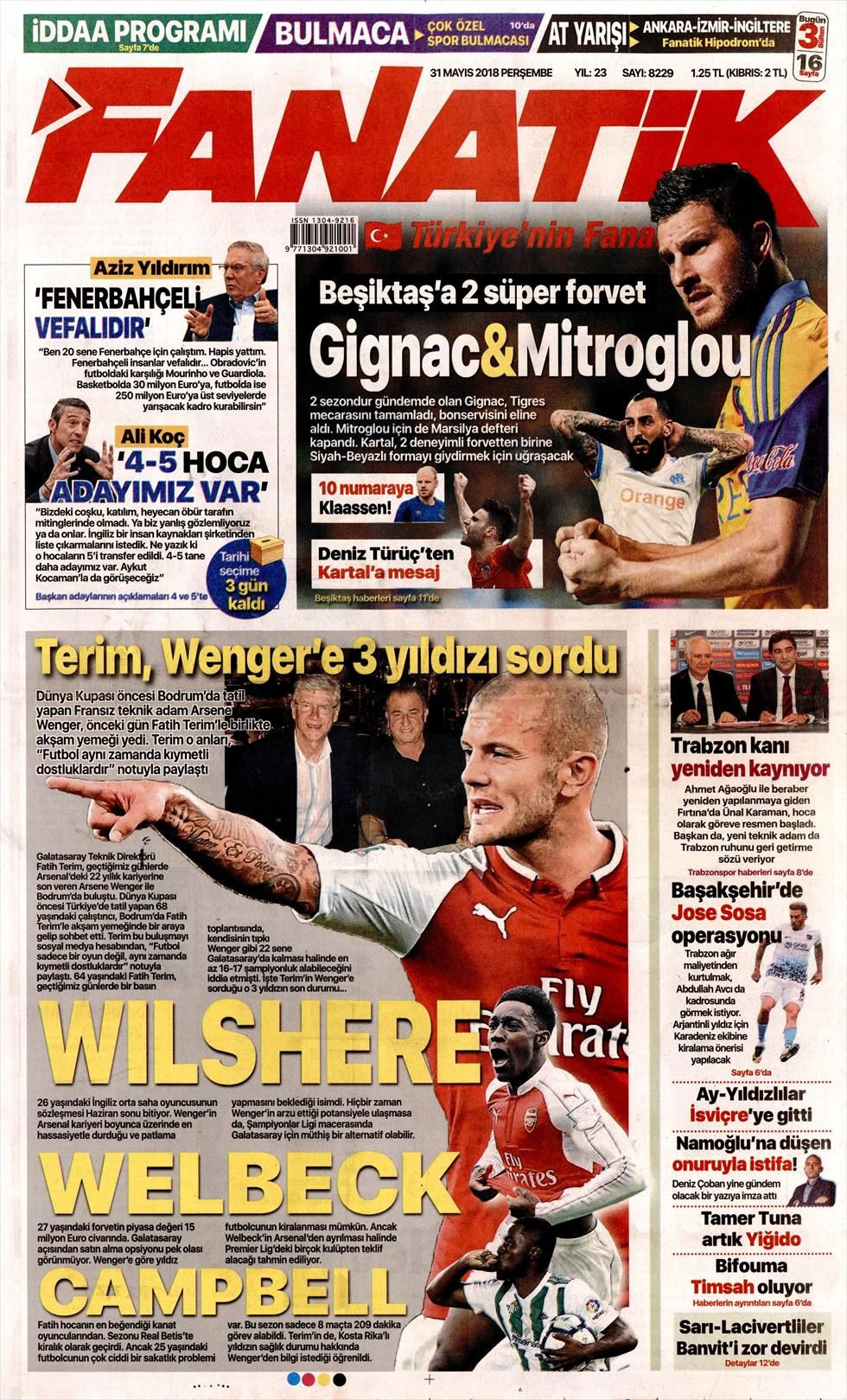 Fanatik Gazetesi 31 Mayıs 2018 Anasayfası - Haber3