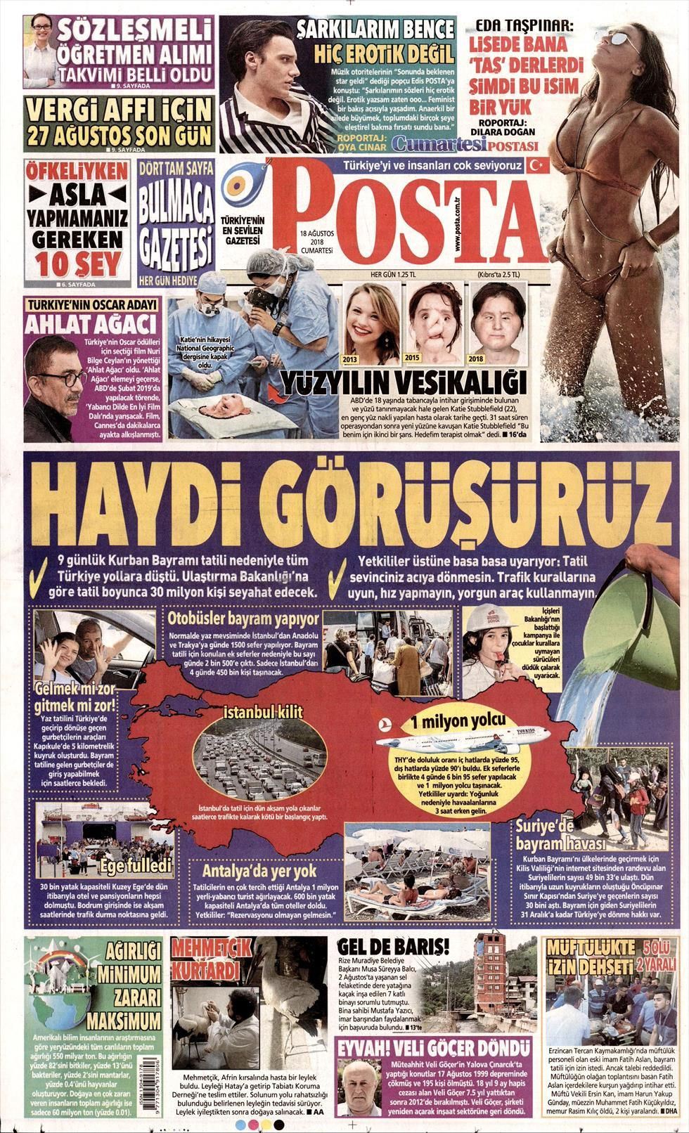 Posta Gazetesi 18 Ağustos 2018 Anasayfası - Haber3